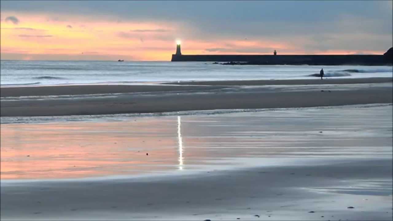 ''Beach Dawn'' and Beach Sunrise Tynemouth Reflections, Ocean Waves ...