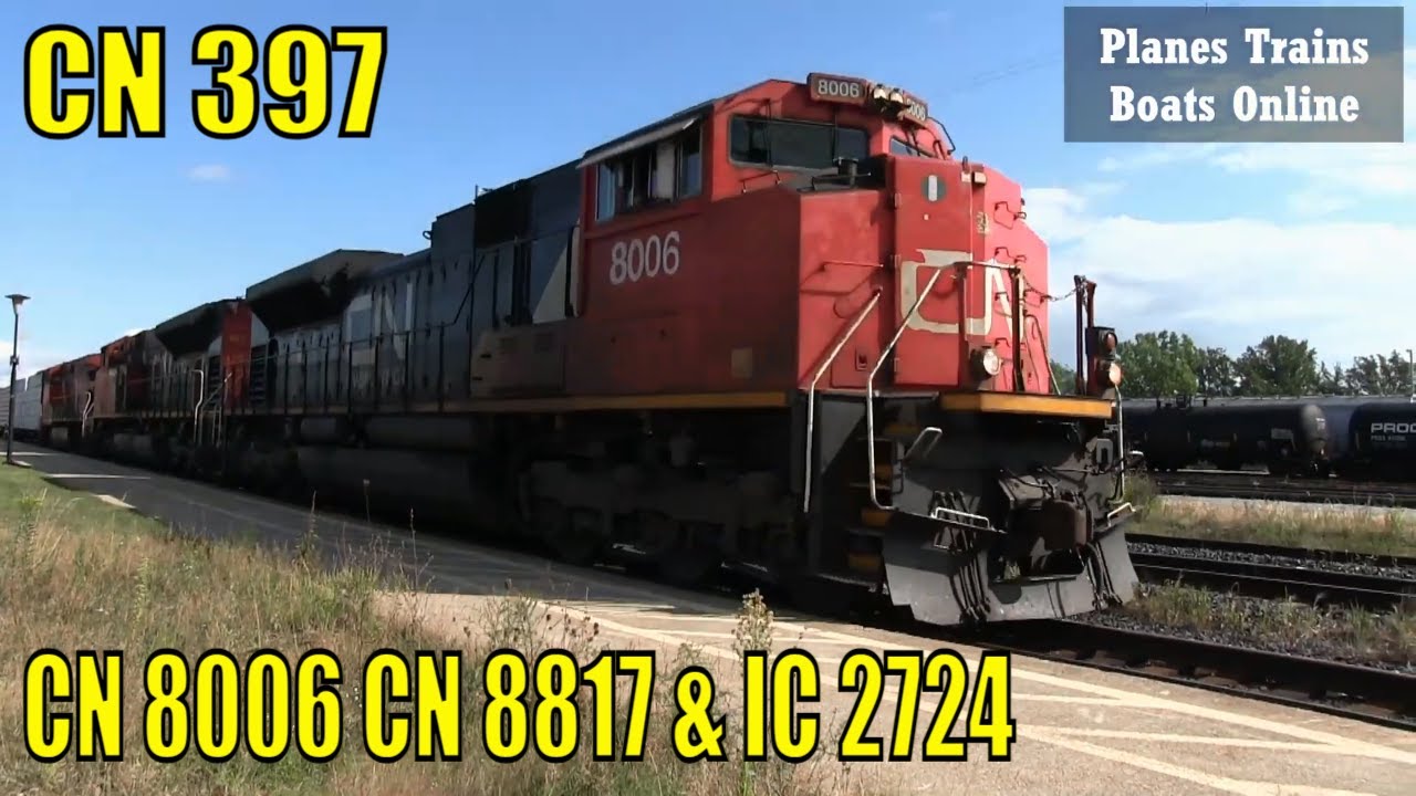 CN 397 Manifest Train CN 8006 CN 8817 & IC 2724 Locomotives Strathroy Sub - YouTube
