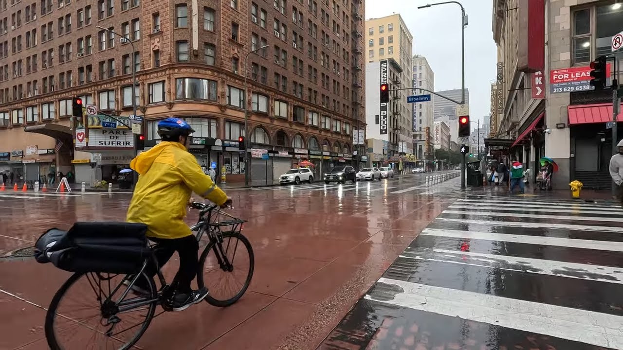 Downtown Los Angeles Rainy Day Walking Tour 4k - YouTube