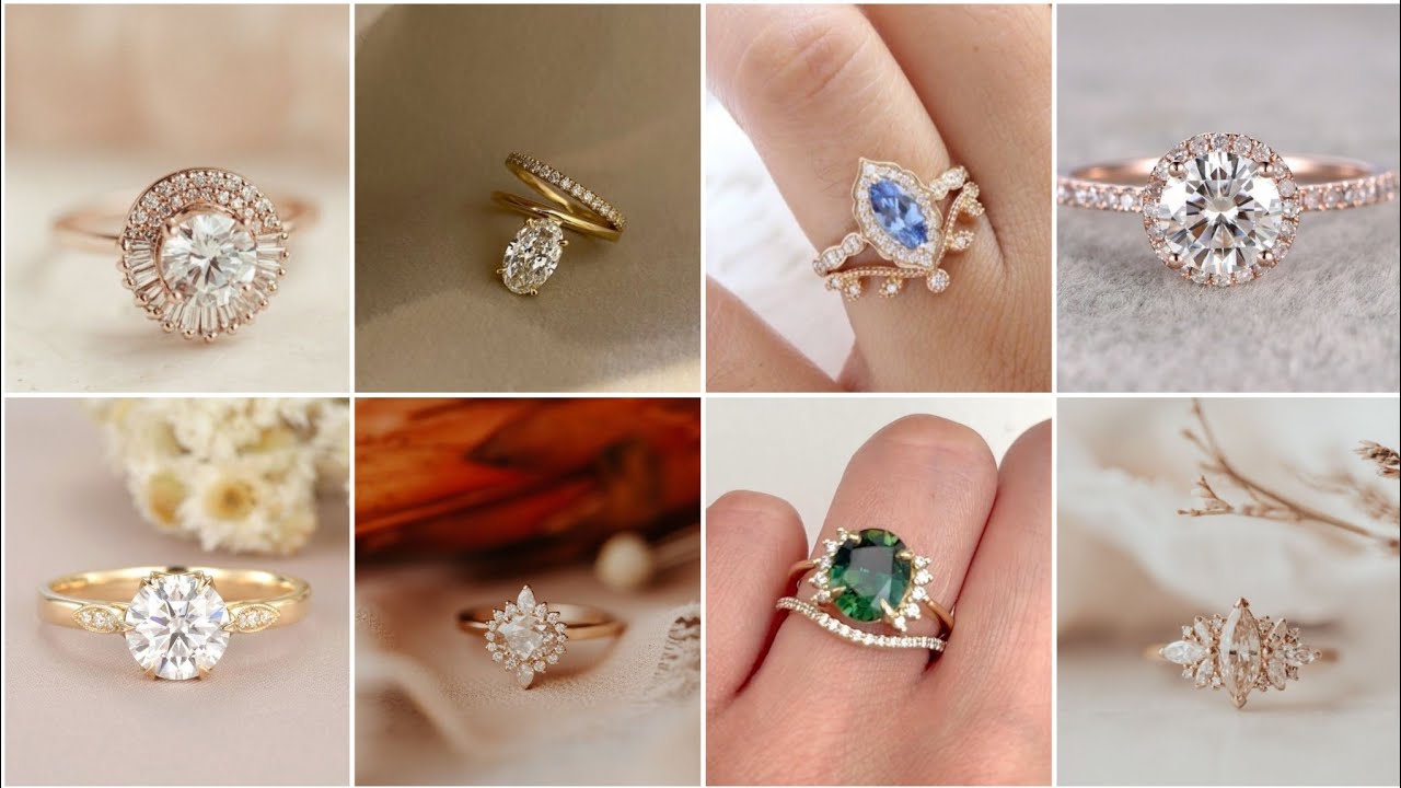 pretty engagement/wedding gold ring collection for girls - YouTube
