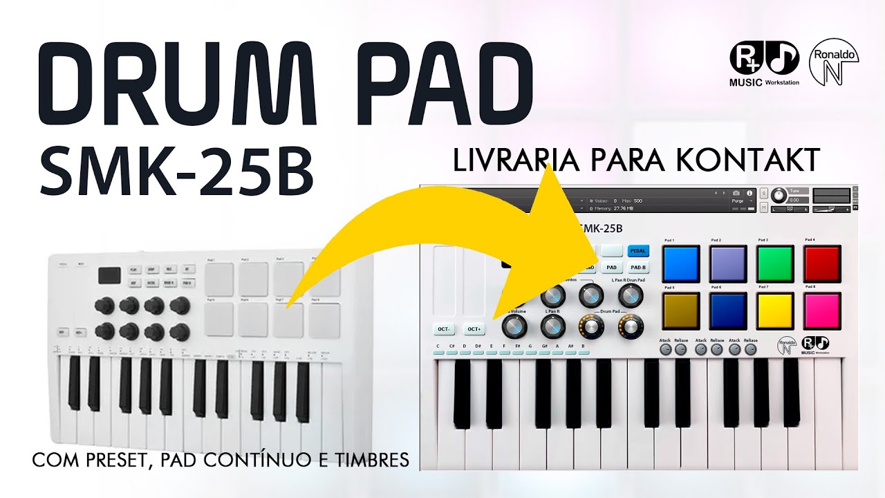 DRUM PAD PARA KONTAKT SMK -25B | COM PAD CONTÍNUO E TIMBRES - YouTube