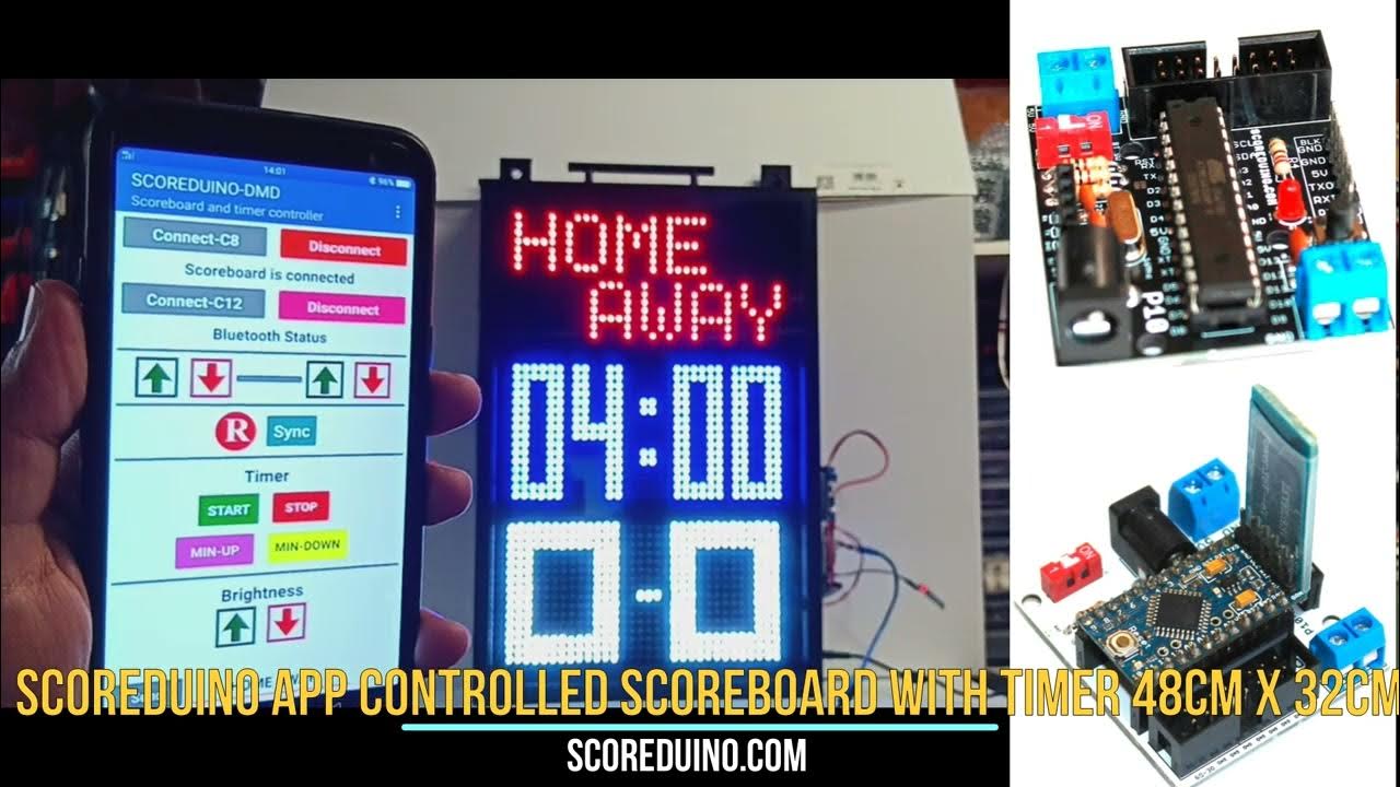 Triple color basic DIY scoreboard with timer for football based on Android Arduino SCOREDUINO ...