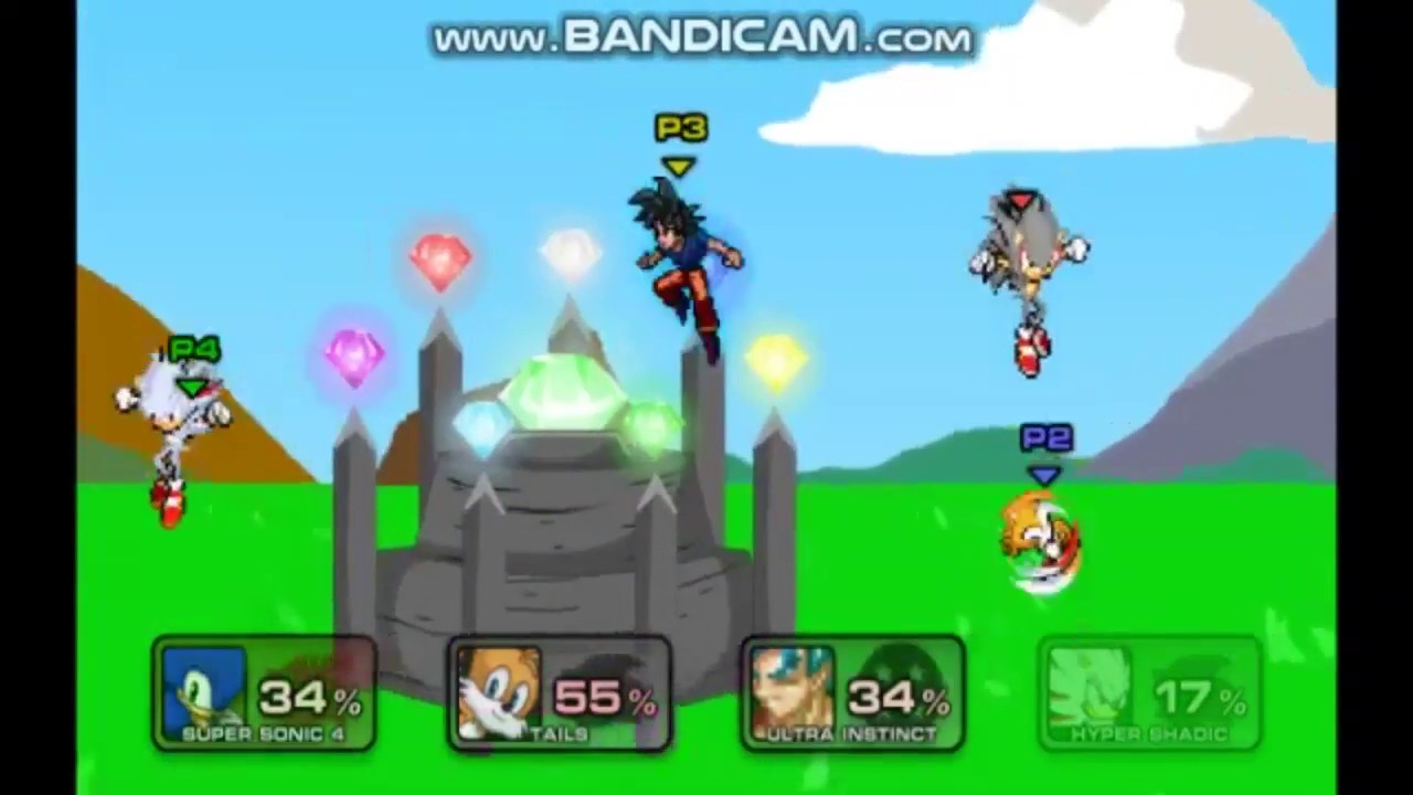 SSF2 MOD:Super Sonic 4 vs Tails & Goku UI & Shadic - YouTube