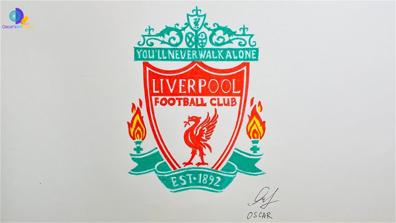 FOOTBALL #7: Drawing Logo of Liverpool F.C. - Premier League - YouTube