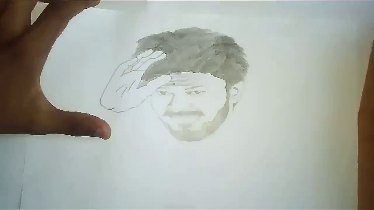 Suvarnaraj Arts Thalapathy first look Drawing ' Mersal ' Vijay - YouTube