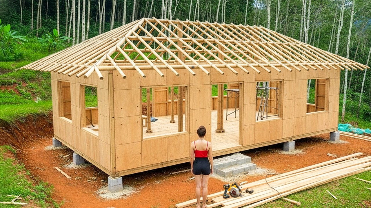 Full Process: Girl Builds an Amazing Wooden House in 1 Month ...