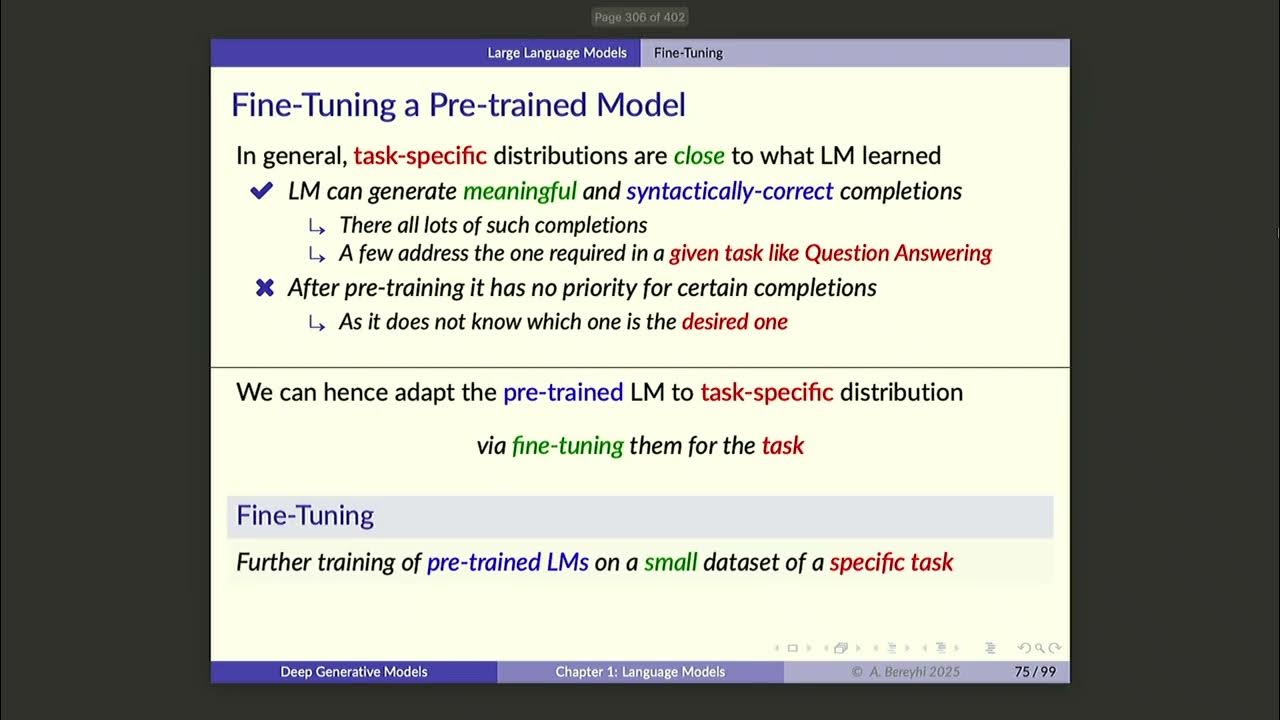 UofT GenAI Course -- Lecture 7: Pre-training and Fine-tuning - YouTube