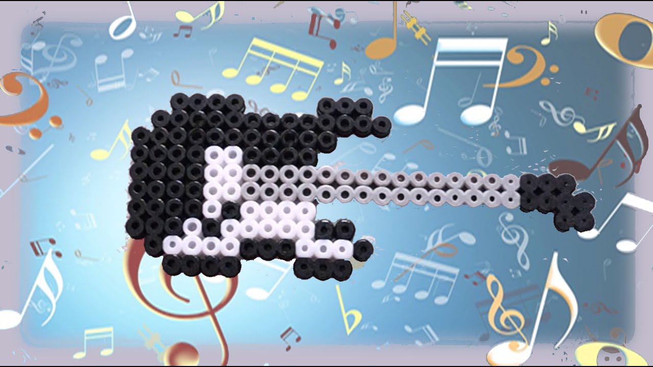 TUTORIAL Hama Beads Pyssla Perler Beads How to Make a guitar - YouTube