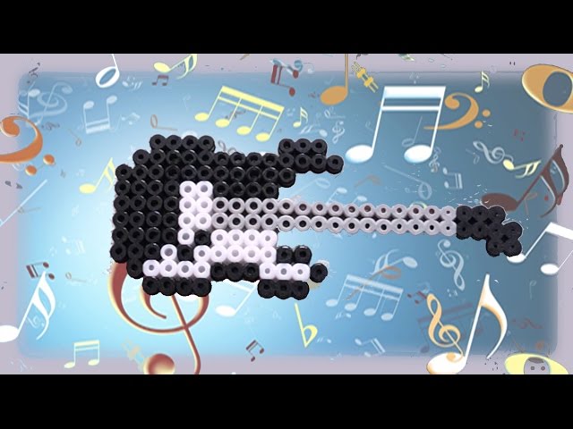 Guitar Perler Bead Black And White Guitar Guitar Series Needlepoint