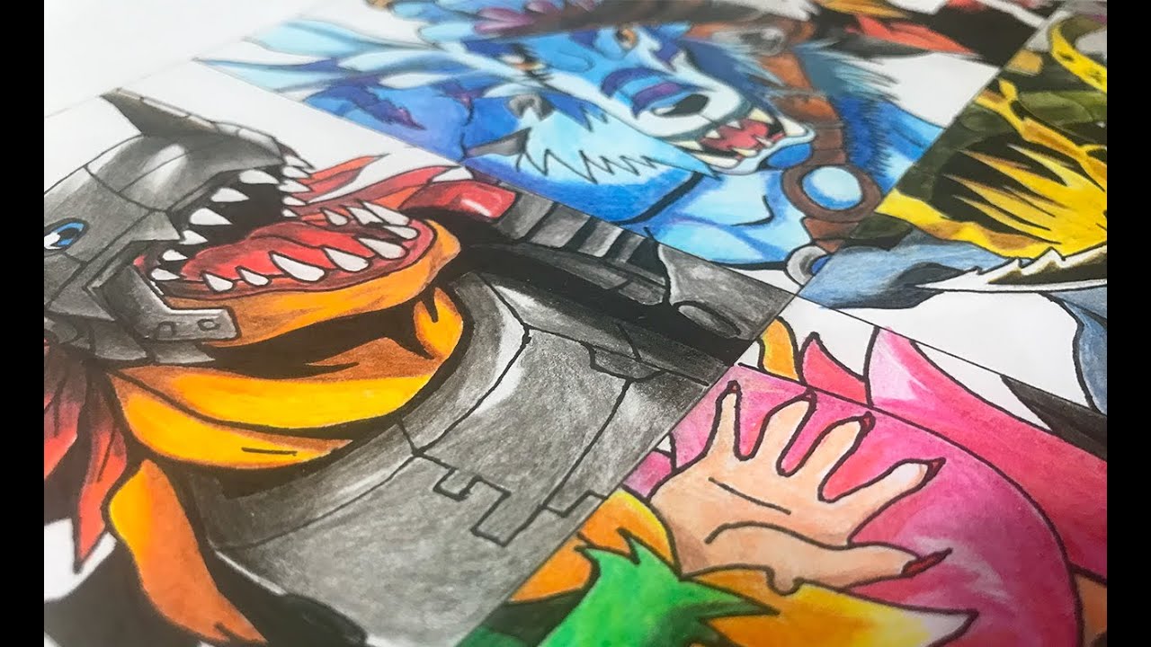 Speed Drawing All Ultimate level Digimon from Digimon Adventure - YouTube