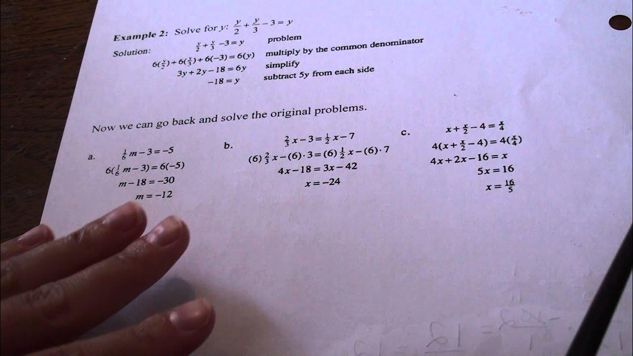 Checkpoint #4: Solving Linear Equations, Part 2 (Fractional Coefficients) - YouTube