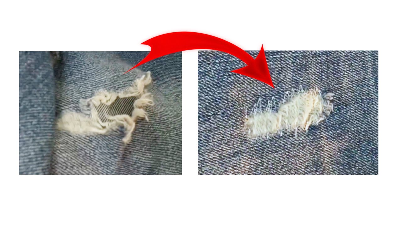 How To Repair Ripped Jeans - Darn the original jeans sample - YouTube