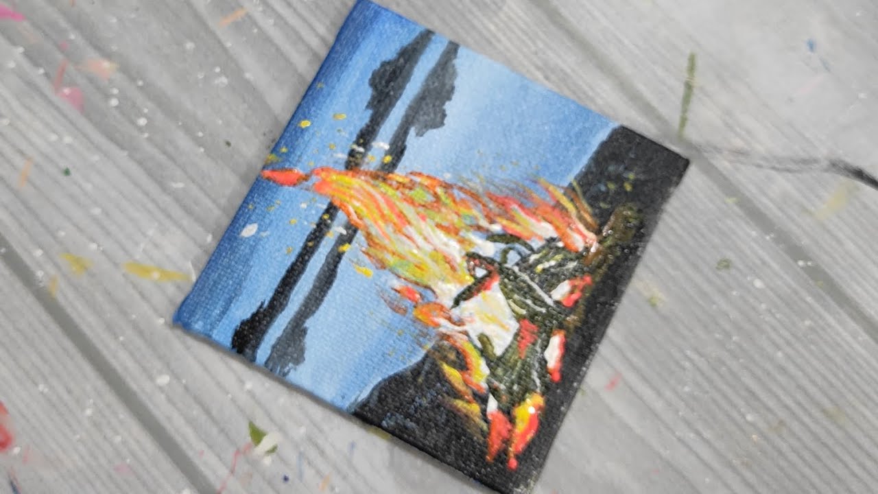 How to paint🎨 a fire 🔥painting//Acrylic fire painting for beginners ...