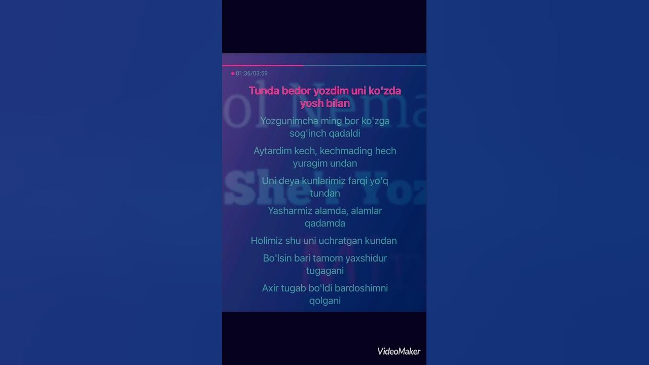 Mirjalol Nematov “ Bir Sher Yozdim “ karaoke - YouTube