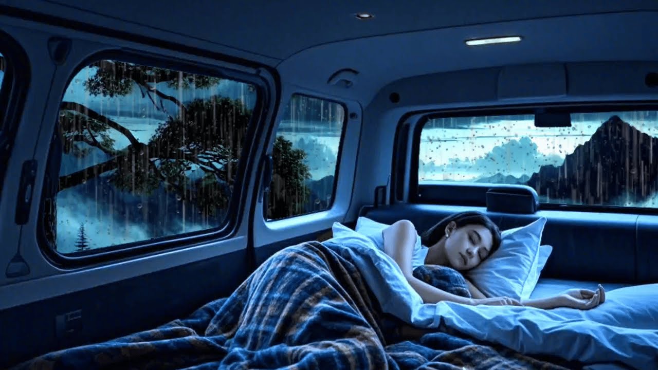 Rain Sounds For Sleeping ⚡ Soothing Rain & Thunder on Cozy Car Relax ...