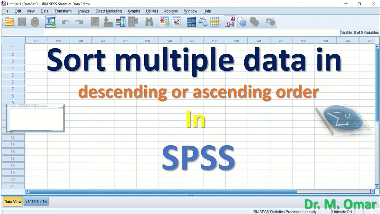 Sort multiple data in descending or ascending order in SPSS - YouTube