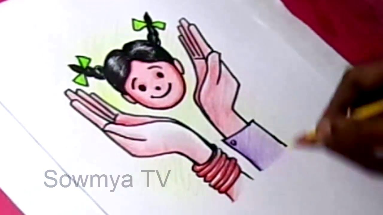 save girl child drawing / save girl child poster / save girl child ...
