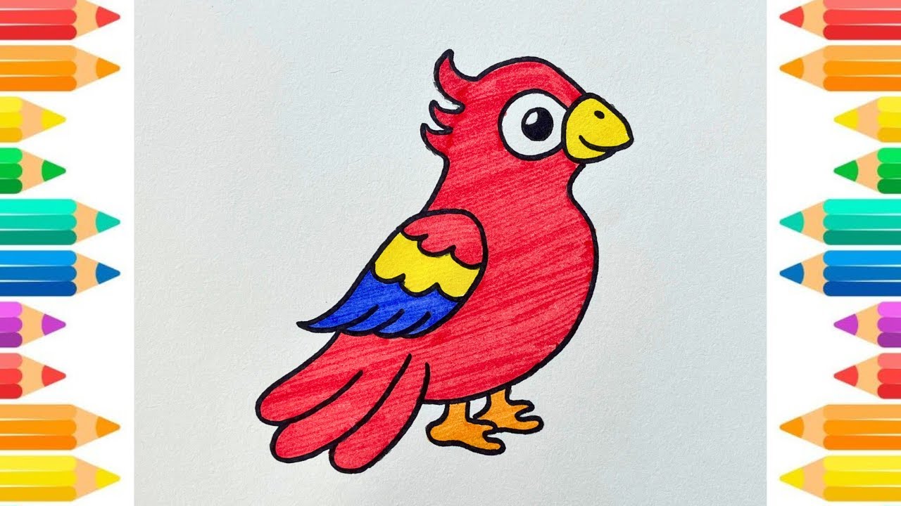 How to Color a Red Parrot🦜 | Easy Step by Step Tutorial |# ...