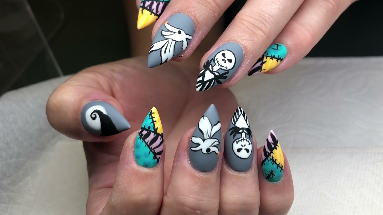 Nightmare Before Christmas Sally Nail Designs