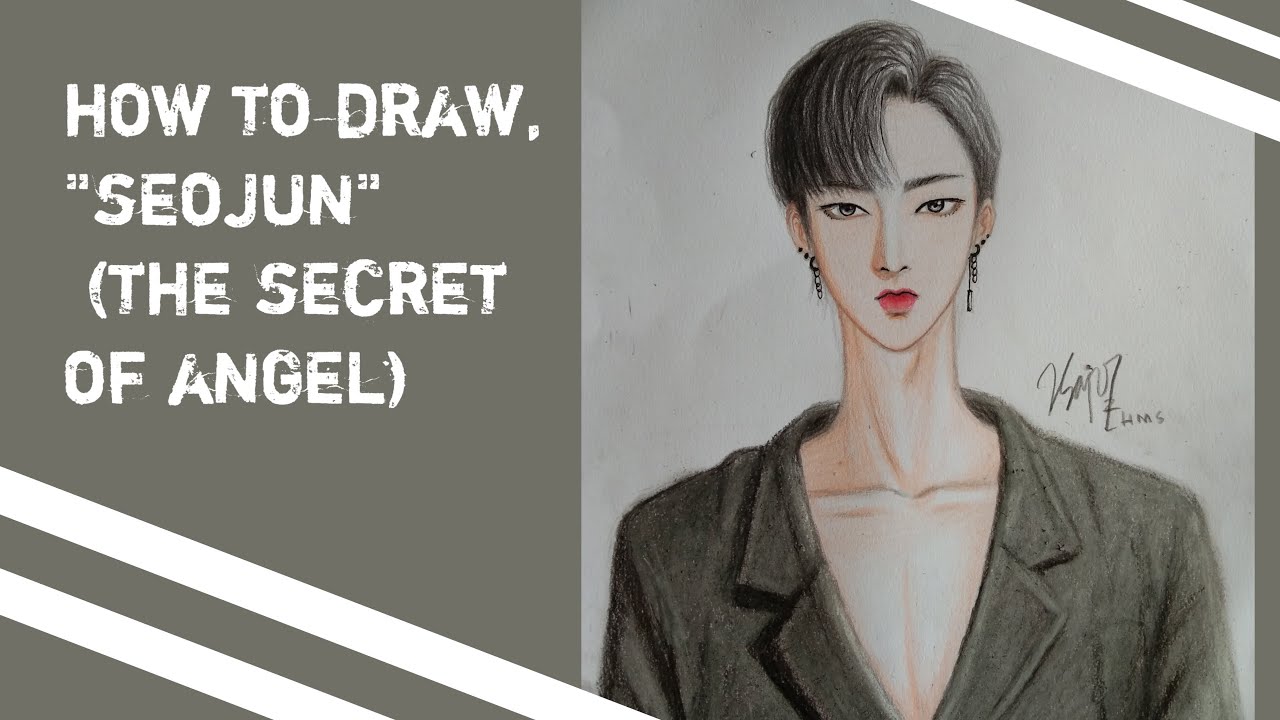 How to draw "seojun" (the secret of angel) - YouTube