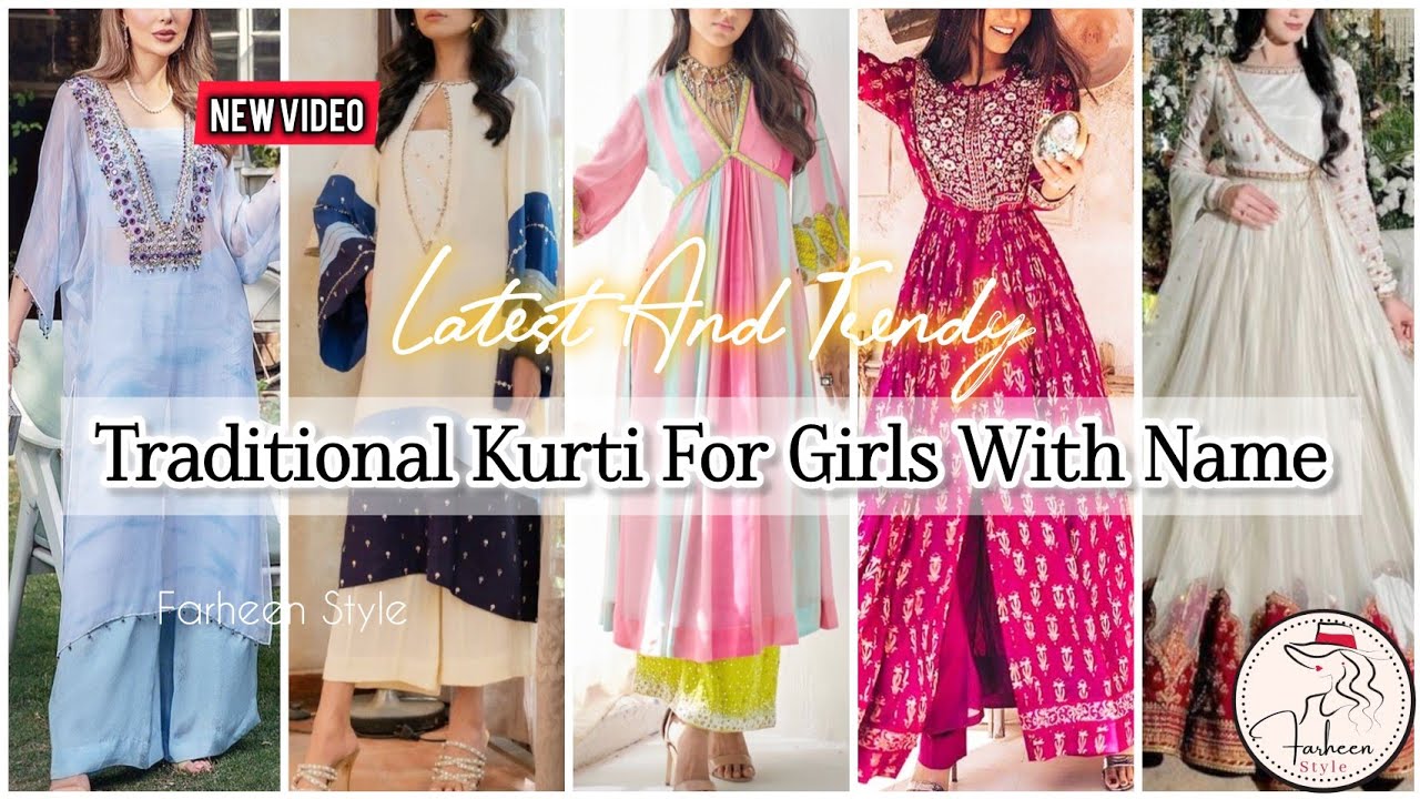 😍Traditional types kurtis with names/Latest kurti design/kurtis for ...