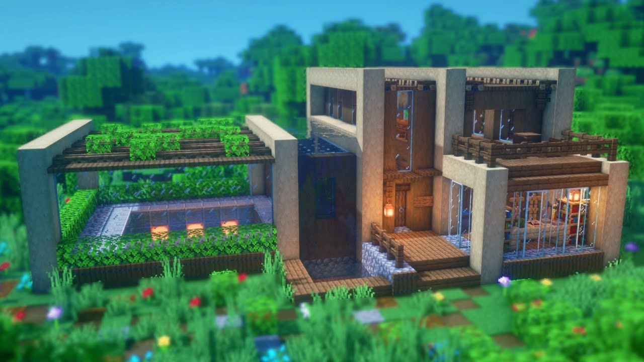 Minecraft: How to Build a Wooden House | Simple Survival Starter base ...