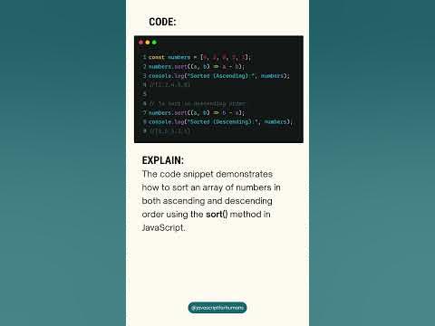 Learn the best way to sort an array in JavaScript in ascending or descending order. - YouTube