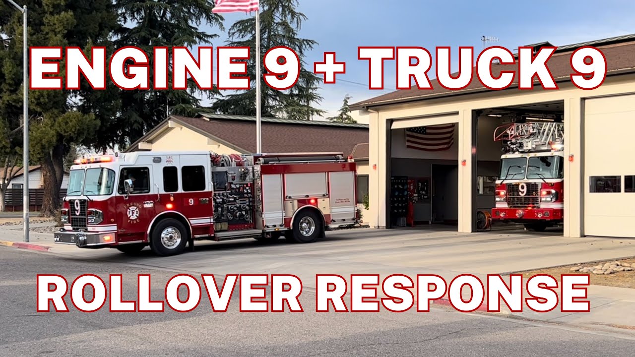 FFD Engine 9 + Truck 9 responding code 3 to vehicle rollover | Fresno ...