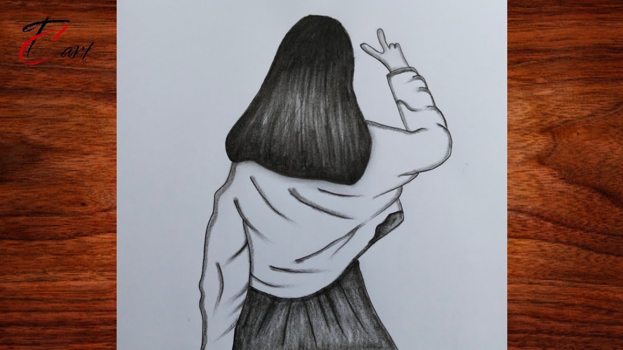 How to Draw Easy Turned Back Style Girl Drawing Step by Step || Girl ...