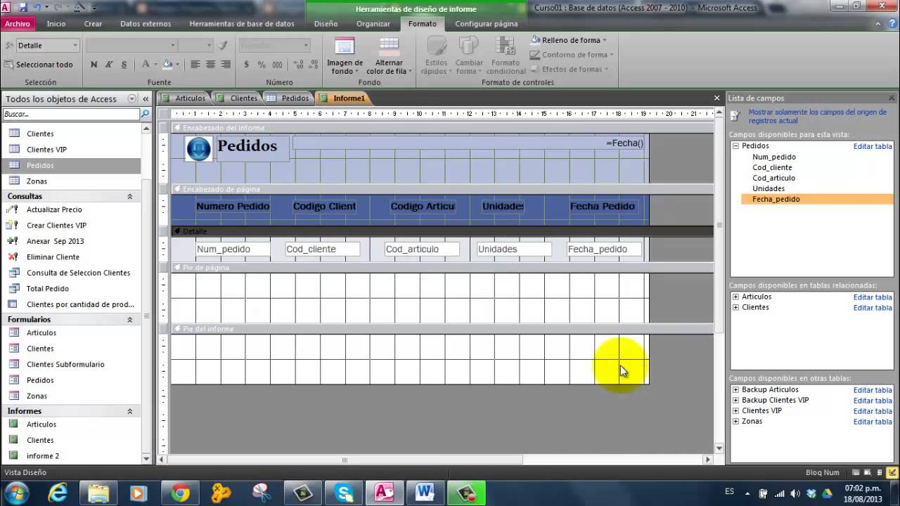 Creacion Informe Access vista Diseño 2ra Parte - YouTube