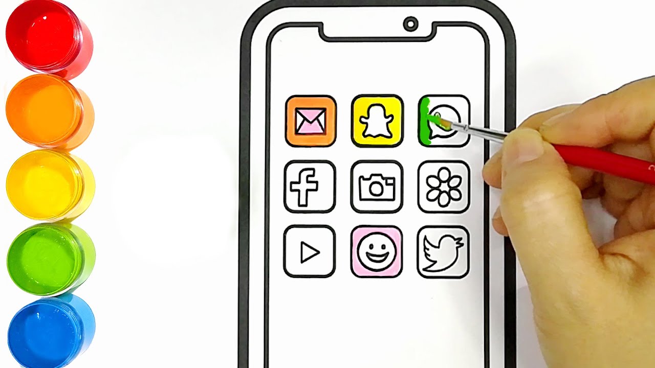 I-Phone Drawing and Coloring for Kids Toddlers | Drawing Tutorial ...