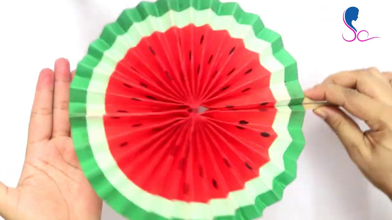 Paper Craft For Kids Summer Vacation Paper Fan Making Watermelon Paper Craft For Kids Summer Vacation Paper Fan Making Watermelon