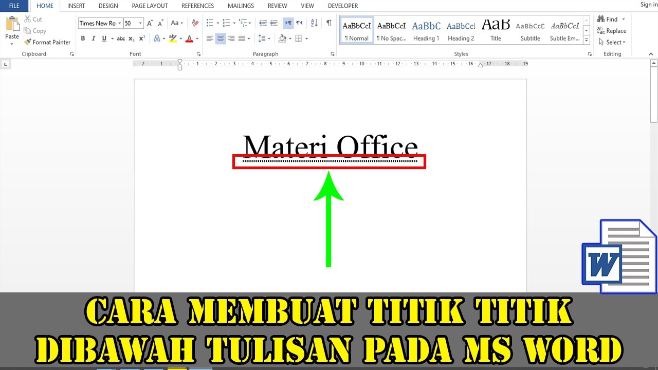 CARA MEMBUAT TITIK TITIK DIBAWAH TULISAN PADA MS WORD YouTube