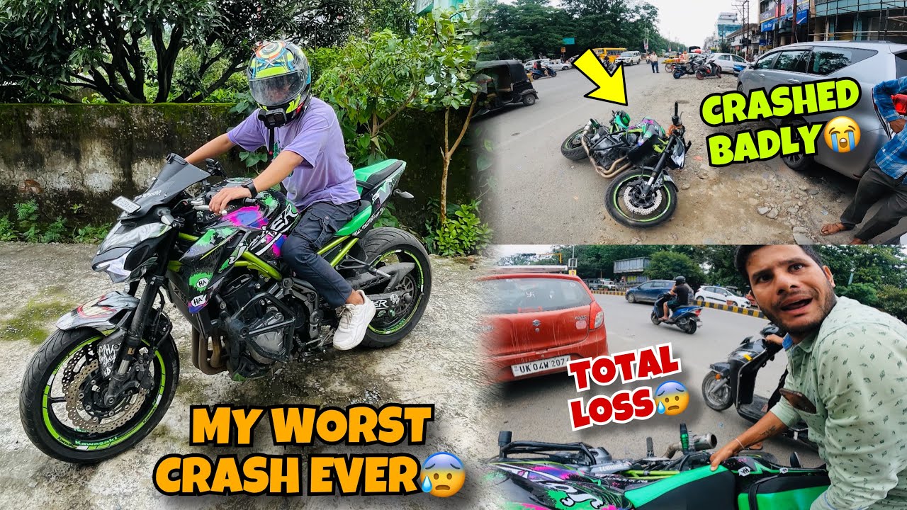 I CRASHED MY KAWASAKI Z900😰 I NINJA TOTAL LOSS😢 I LIVE CRASH CAPTURED ...