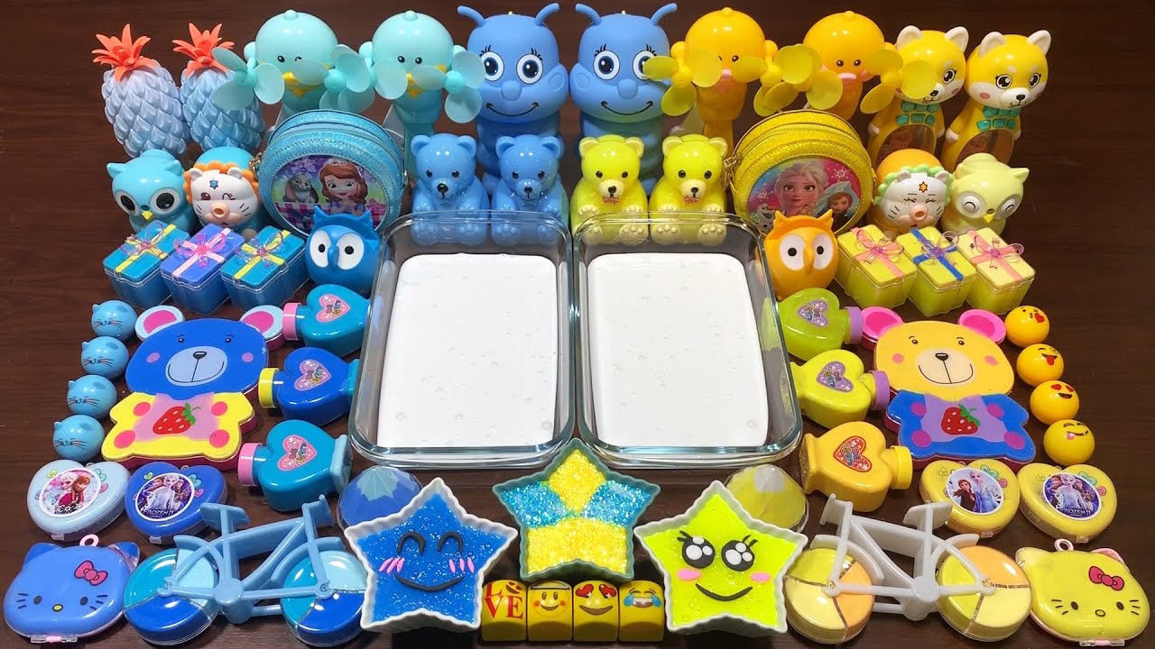 Festival of BLUE Vs YELLOW - Mixing Random Things Into Slime ...