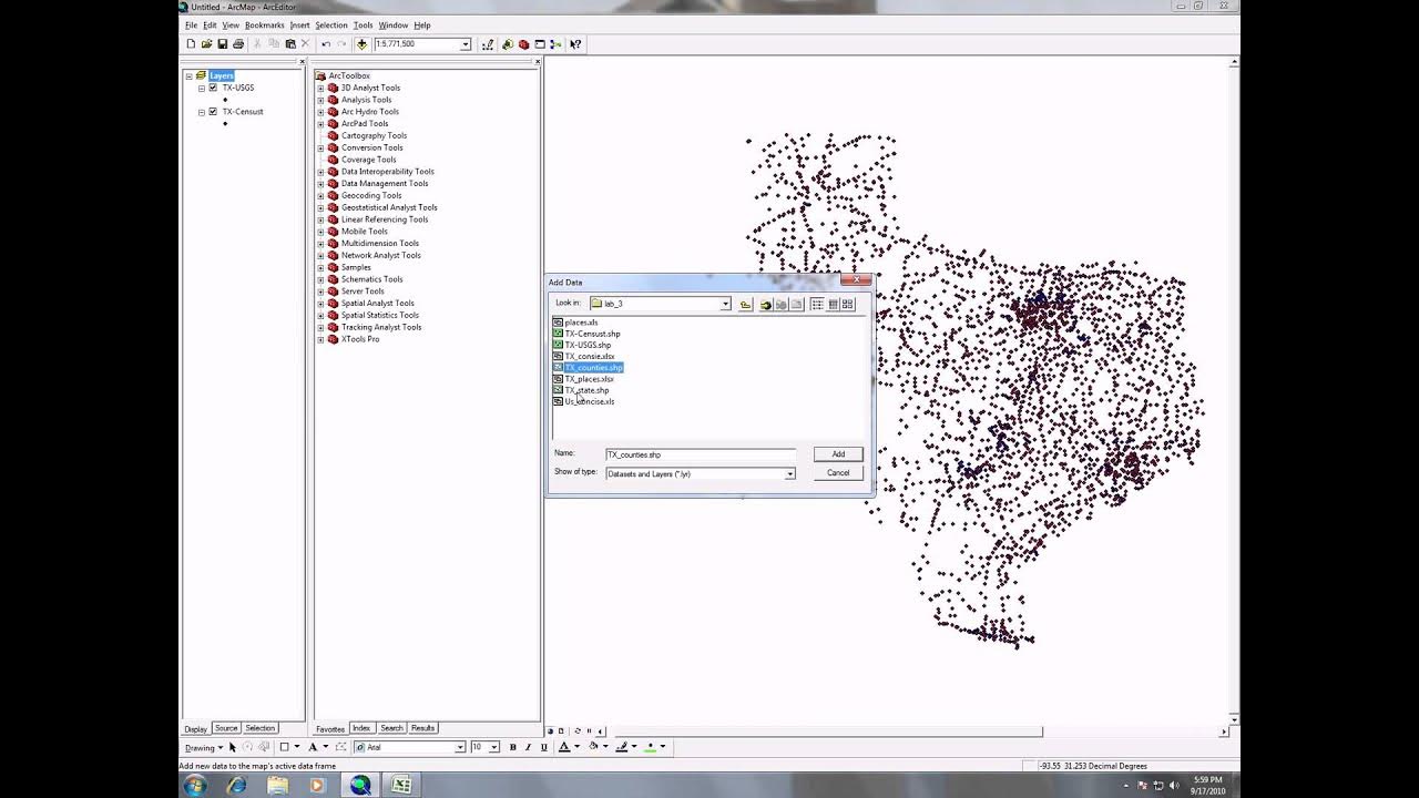 Adding Shapefiles into ArcMap - YouTube