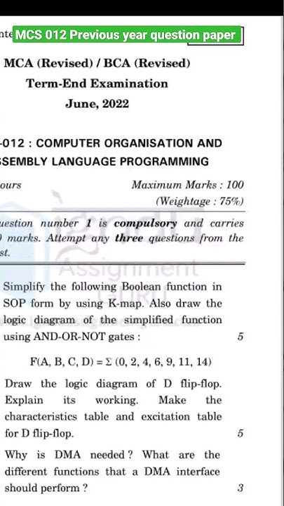 MCS 012 Previous year question paper IGNOU #bca #ignou #mcs_12 #questionpaper - YouTube