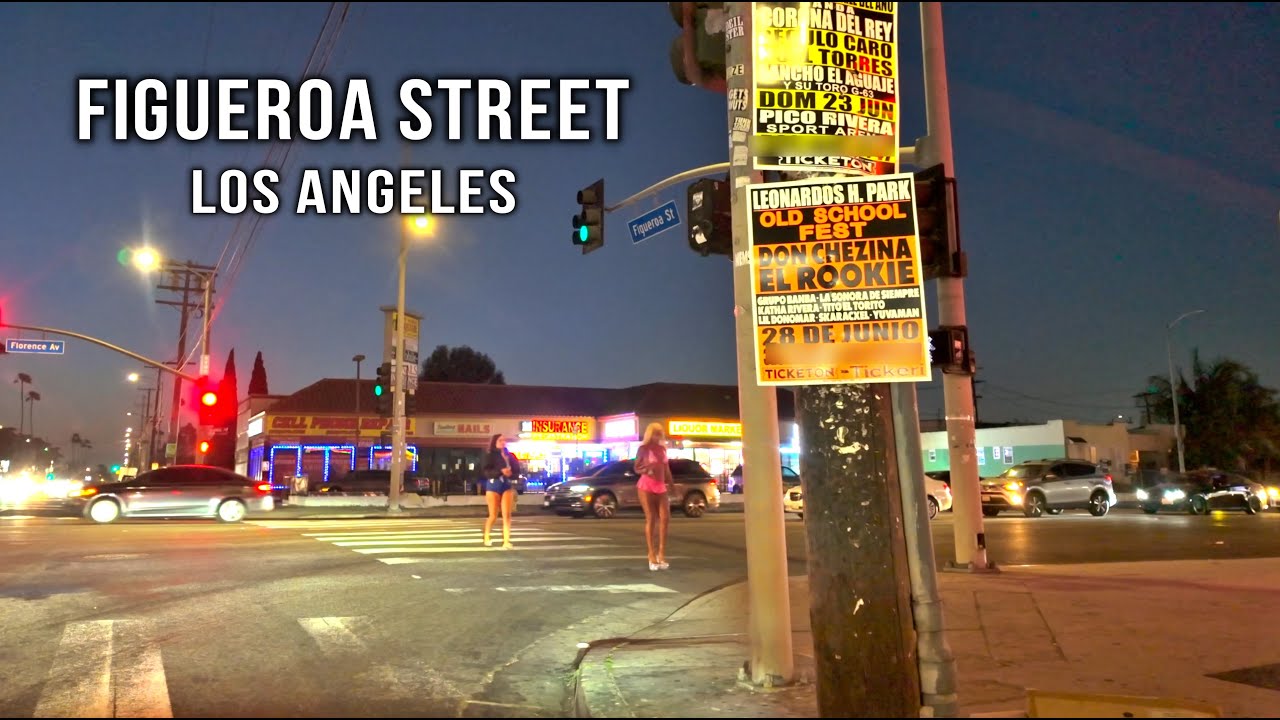 South Los Angeles Hoods Life, Figueroa Street Real Road Trip at Night ...