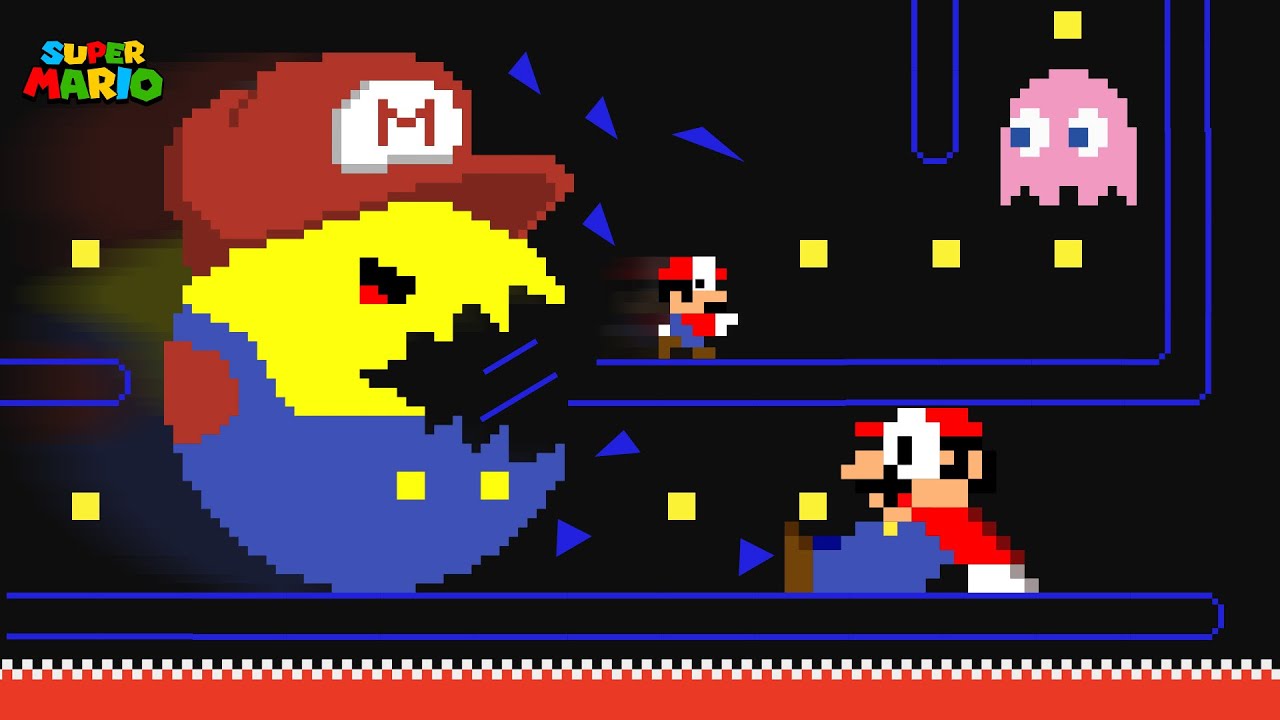 Mario Rescue Tiny Mario in Pacman Maze | Pacman vs Super Mario! - YouTube