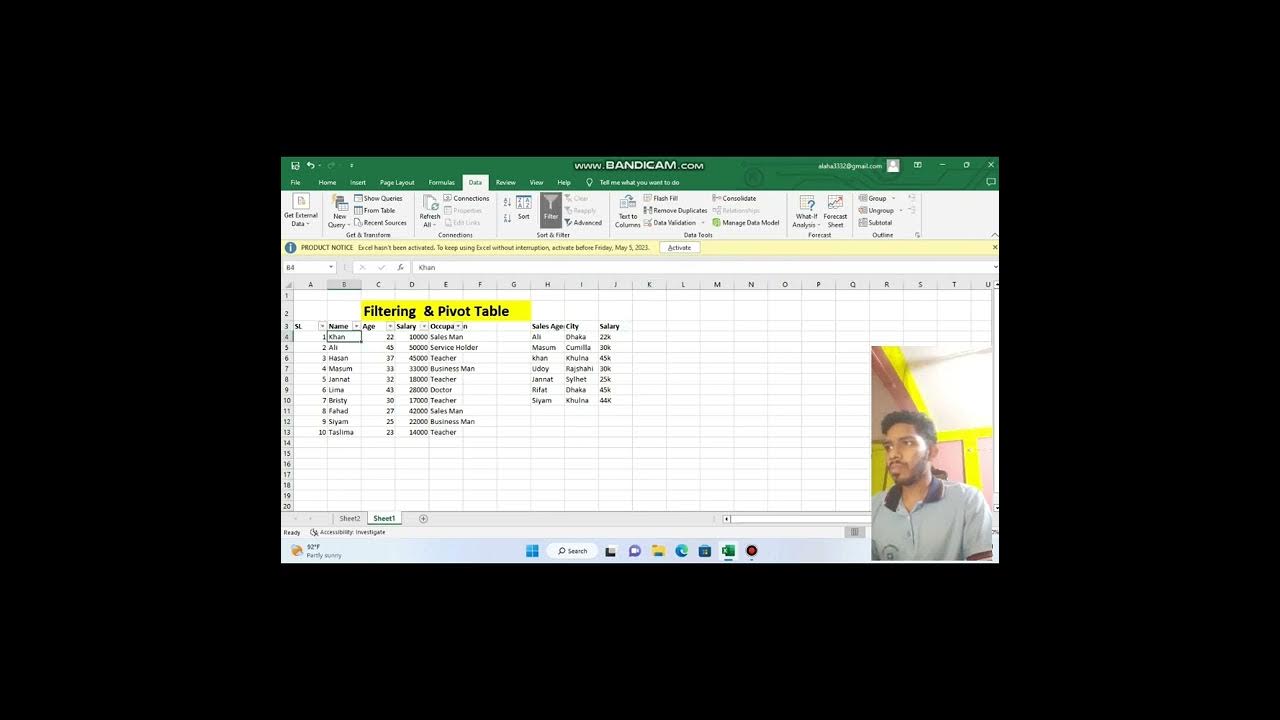 Excel Tutorial : Solving Filtering & Pivot Table. - YouTube