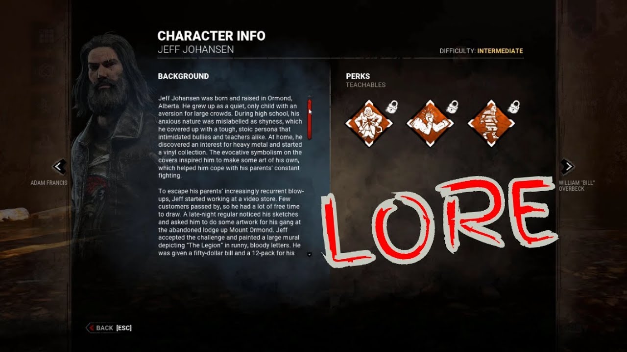 Dead by Daylight - Survivor Jeff Johansen LORE - new PTB patch - YouTube