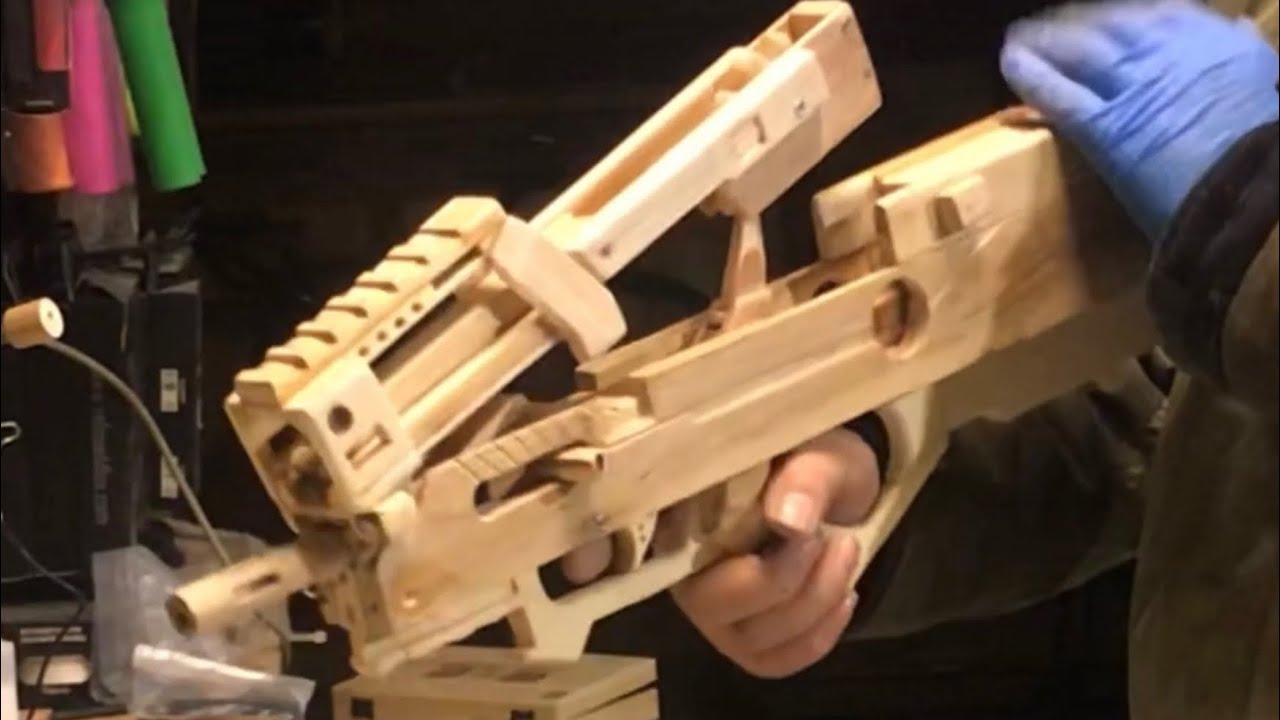 fn p90 rubber band gub rbg 手工皮筋枪第六次试射 - YouTube