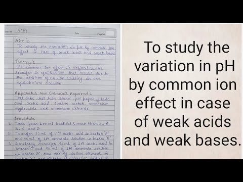 To study the variation in pH of common ion effect in case of weak acids ...