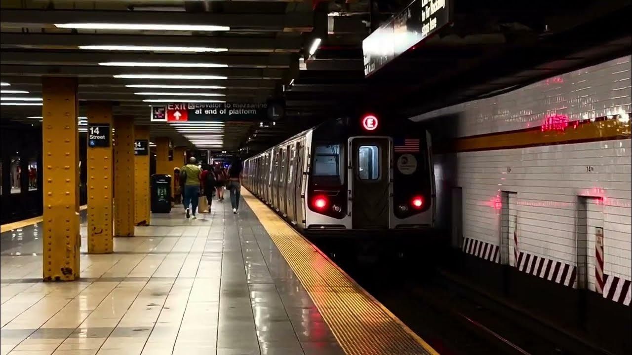 MTA New York City Subway World Trade Center Bound Alstom R160A (E) Local Train @ 14 Street - YouTube