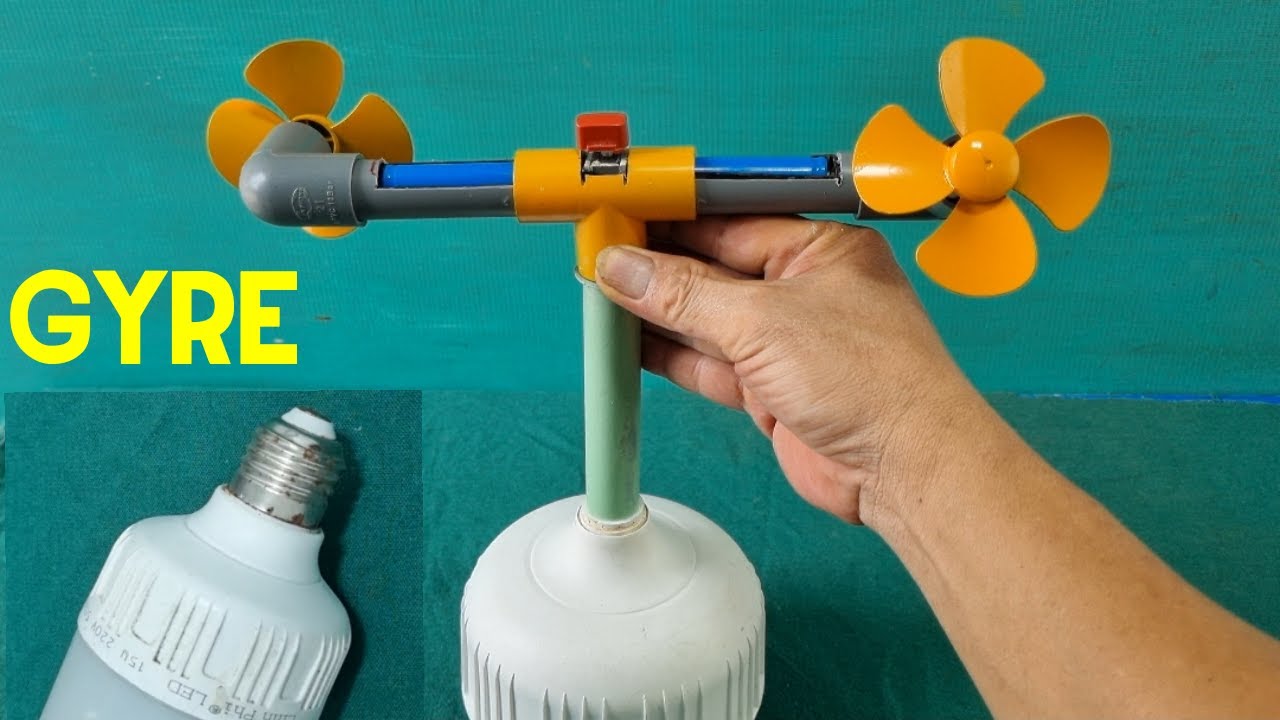 Make a toy fan with a motor and plastic pipe | Fan rotates 360 degrees ...