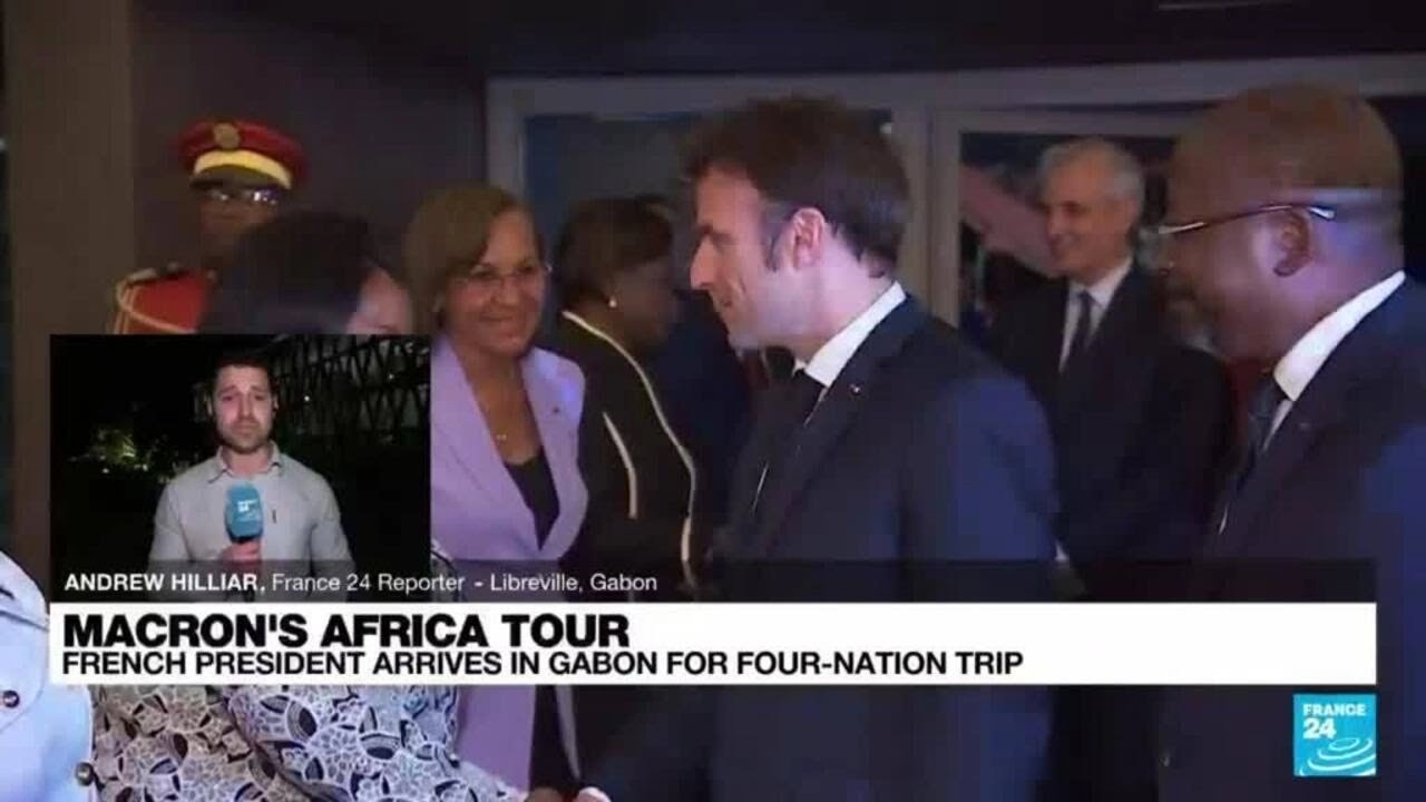 French President Macron arrives in Gabon for first leg of Africa tour ...