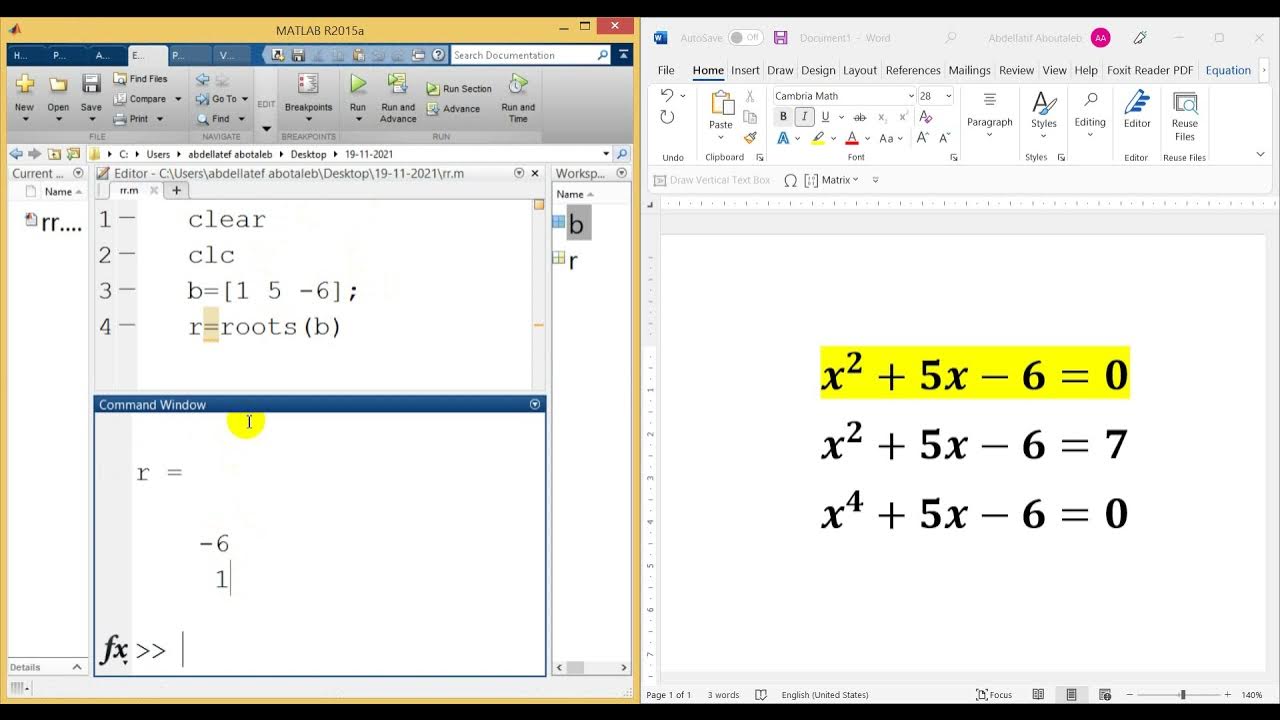 7 How to get a polynomial roots using matlab codes - YouTube
