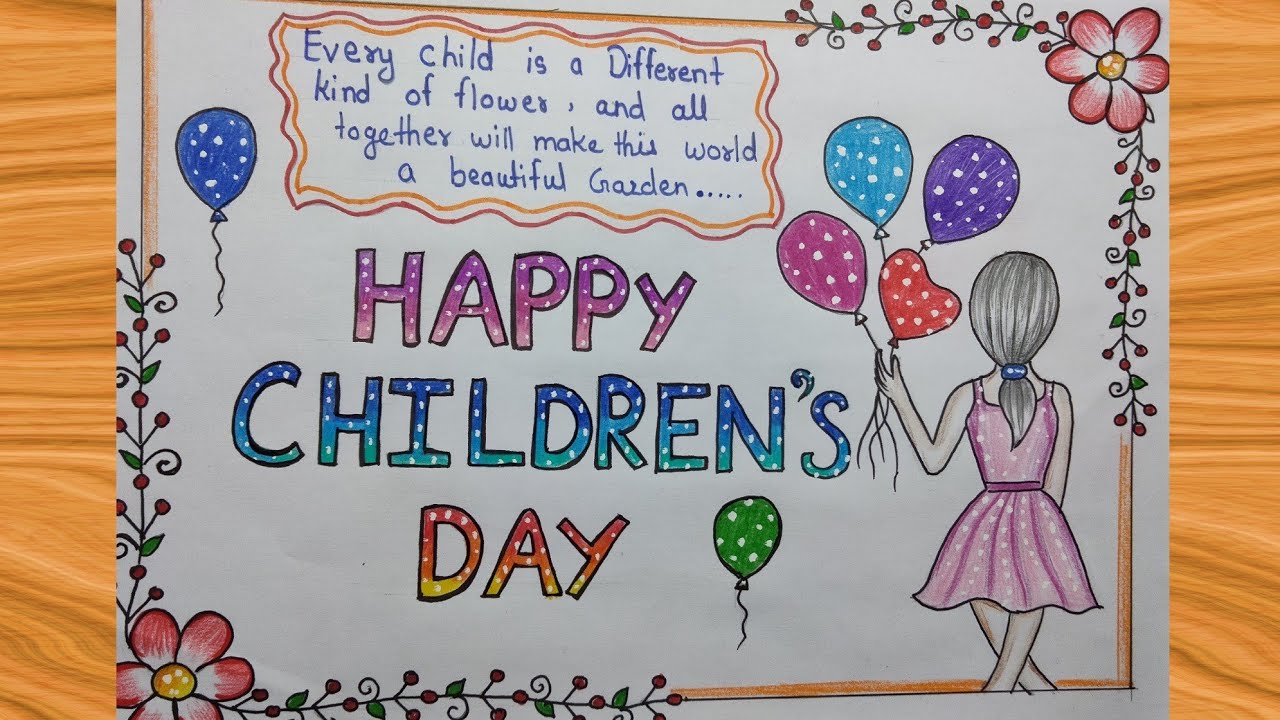 Children's day drawing //Happy children's day poster drawing step-by ...