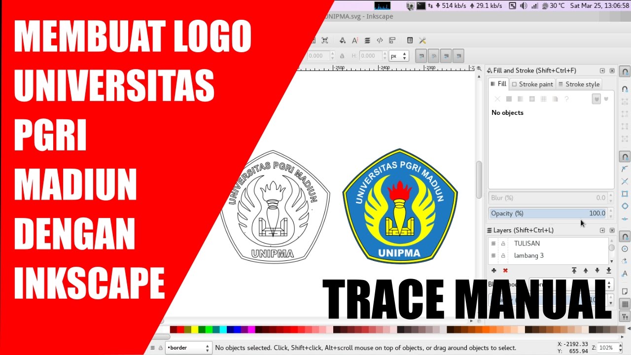 Tutorial Inkscape Trace Manual Logo UNIPMA Universitas PGRI Madiun ...