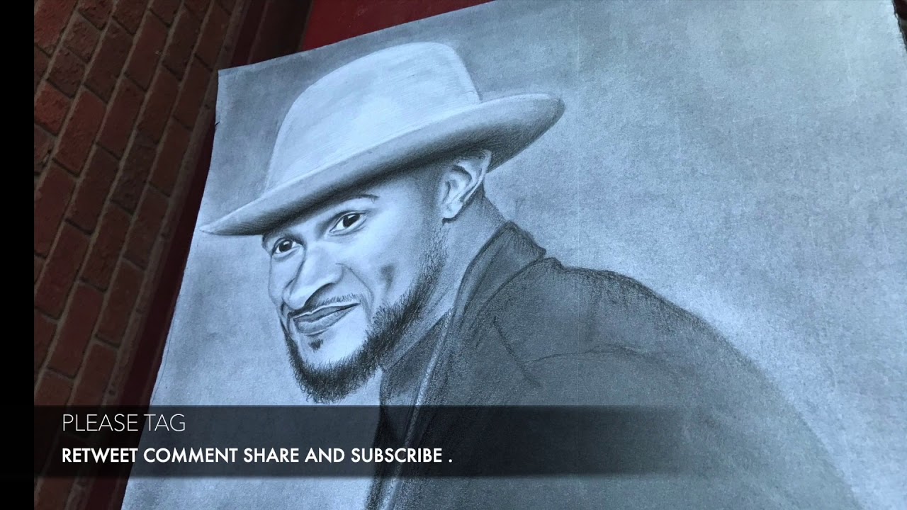 Pencil Art Drawing Of Usher Raymond By Tyson Biziwick - YouTube